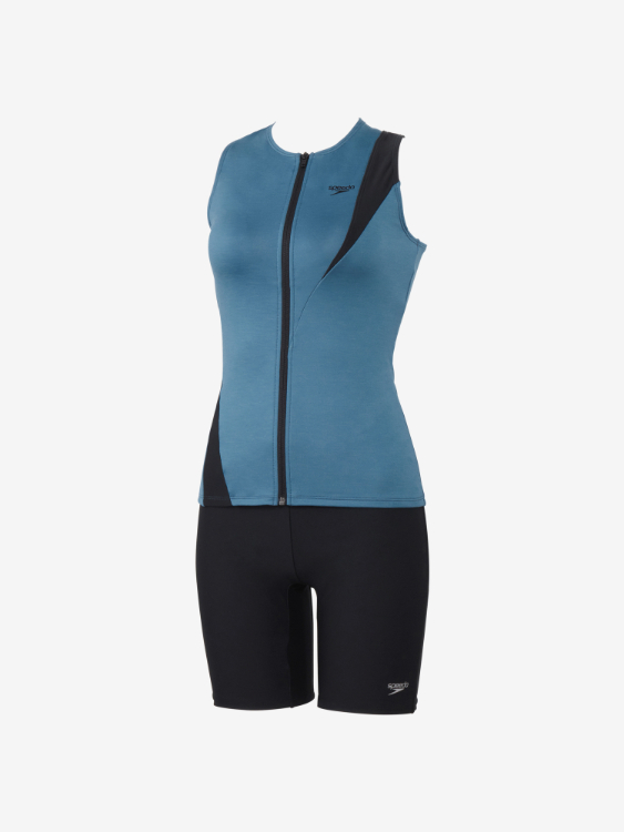 speedo スピード DIAGONA-Z PRO SEPA ブルー M SFW32410 SB | スポーツウェア ウエア スポーツ 水泳 スイミング プール 水着 ノースリーブ ストレッチ性 UVカット 紫外線対策 ショート丈 エクササイズ アウトドア トレーニング レディース 女性