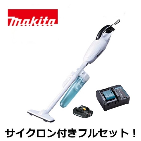 当店だけ！バッテリー充電器も1年保証! マキタ CL180FDZW 18V コードレス 掃除機 カプセル式 CL180FDZW + サイクロンアタッチメント A-67169 + 軽量バッテリー BL1820B + コンパクト充電器DC18WC  オリジナル CL180FDRFW (軽量・コンパクト・静音・サイクロン付ver)