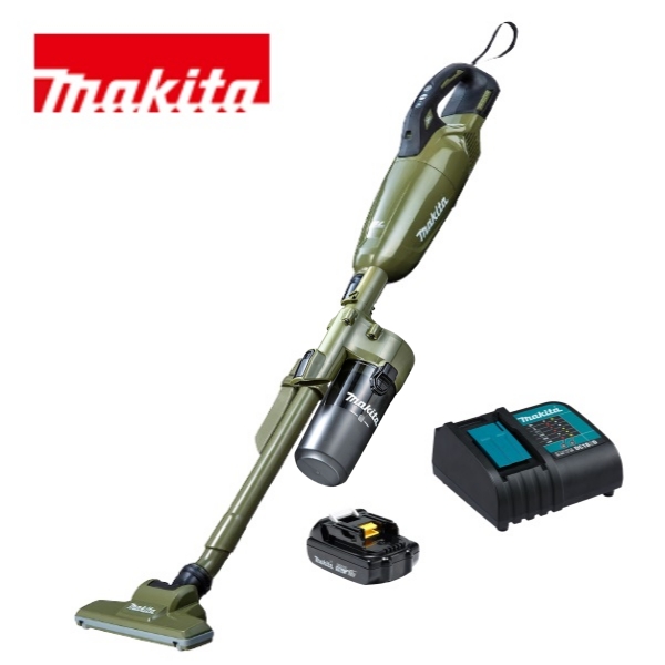 当店だけ！バッテリー充電器も1年保証! マキタ コードレス掃除機 18V カプセル式 オリーブ CL284FDZO + ショートサイクロン + 軽量バッテリー + 充電器 充電式 クリーナー スイッチ 当店オリジナルセット CL284FDRFO (サイクロン・軽量・静音ver)