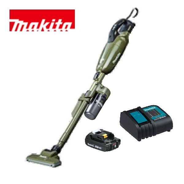 当店だけ！バッテリー充電器も1年保証! マキタ コードレス掃除機 18V カプセル式 オリーブ CL284FDZO + ショートサイクロン + 軽量バッテリー + 静音充電器 充電式 クリーナー スイッチ 当店オリジナルセット CL284FDRFO (サイクロン・軽量・静音ver)