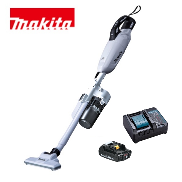 当店だけ！バッテリー充電器も1年保証! マキタ コードレス掃除機 18V カプセル式 白 CL284FDZW + ショートサイクロン + 軽量バッテリー + コンパクト充電器 充電式 クリーナー スイッチ 当店オリジナルセット CL284FDRFW (サイクロン・コンパクト・軽量・静音ver)