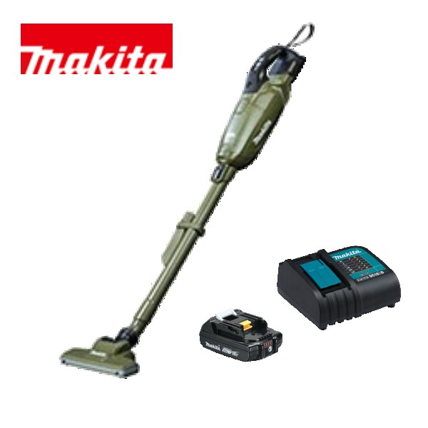 当店だけ！バッテリー充電器も1年保証! マキタ コードレス掃除機 18V 紙パック式 オリーブ バッテリー 充電器 当店オリジナルセット CL285FDRFO (軽量・静音ver)