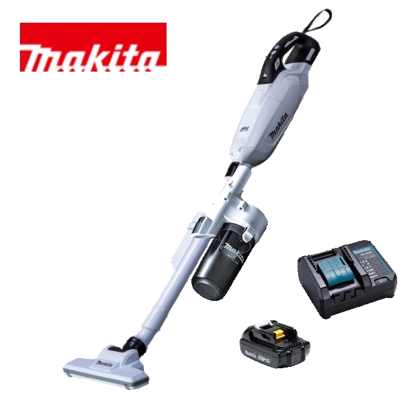 当店だけ！バッテリー充電器も1年保証! マキタ コードレス掃除機 18V 紙パック式 白 CL285FDZW+ ショートサイクロン + 軽量バッテリー + コンパクト充電器 充電式 クリーナー スイッチ 当店オリジナルセット CL285FDRFW (サイクロン・コンパクト・軽量・静音ver)