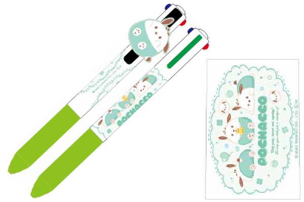 アイK-8636 G 【送料無料】【サンリオキャラクターズ】マスコット付き4色ボールペン【ポチャッコ】【ぽちゃっこ】【ポチャッコちゃん】【子犬 ...