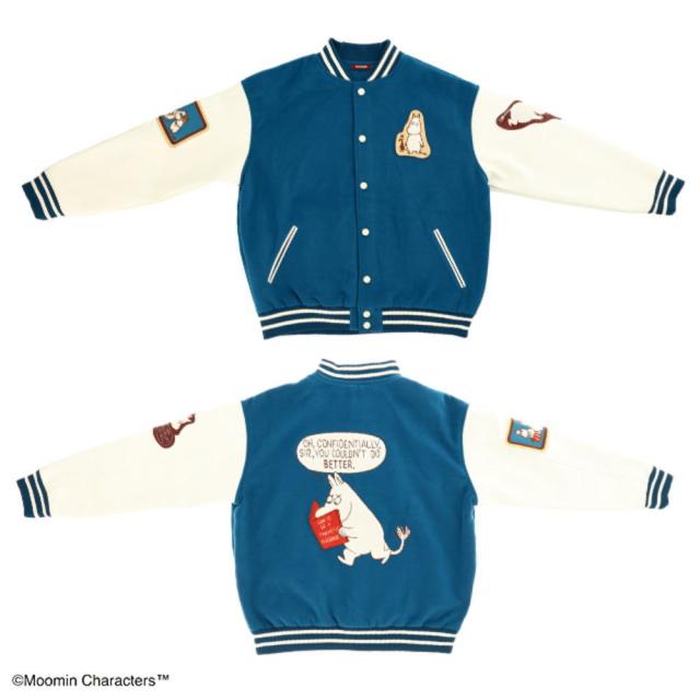 マル1425035000 【MOOMIN】【ムーミン】スタジャン【L】【ワッペンムーミン】【アニメ】【絵本】【キャラクター】【アウター】【ジャンパー】【服】【レディース】【女性】【メンズ】【男性】【ファッション】【雑貨】【グッズ】【かわいい】