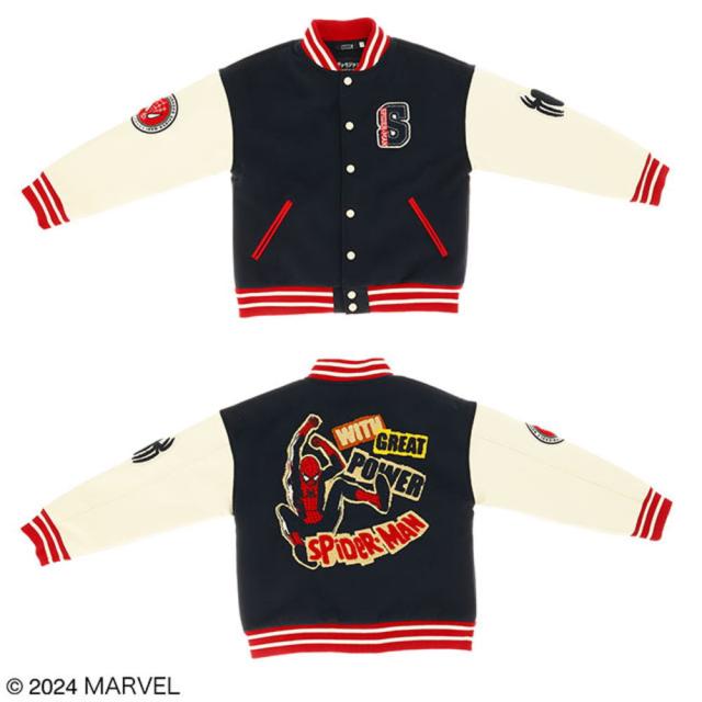 マル2505046700 【マーベルキャラクター】スタジャン【3L】【グレートパワー】【スパイダーマン】【MARVEL】【アメコミ】【ヒーローズ】【アニメ】【映画】【アウター】【ジャンパー】【服】【レディース】【女性】【メンズ】【男性】【ファッション】【