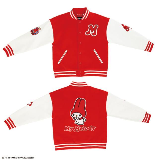 マル3825019000 【サンリオキャラクターズ】スタジャン【L】【チアフルメロディ】【マイメロディ】【アウター】【ジャンパー】【服】【レディース】【女性】【メンズ】【男性】【ファッション】【雑貨】【グッズ】【かわいい】