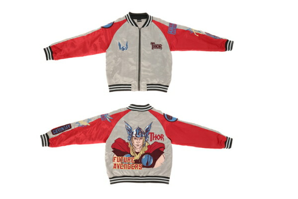 マル2505049000【送料無料】　マーベルキャラクター　スカジャン3L　マイティ・ソー　サンダーグレー　MARVEL　アメコミ　ヒーローズ　アニメ　映画　アウター　ジャンパー　服　メンズ　男性　ファッション　雑貨　グッズ　かわいい　TE