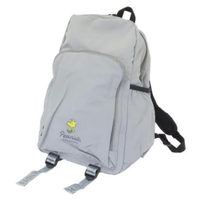 マリSPZ-3971【送料無料】　スヌーピー　SNOOPY　パッカブルリュックグレー　ウッドストック　ピーナッツ　すぬーぴー　アニメ　キャラクター　かばん　カバン　バッグ　バックパック　収納　レディース　女性　お出かけ　アウトドア　雑貨　グッズ　かわいい