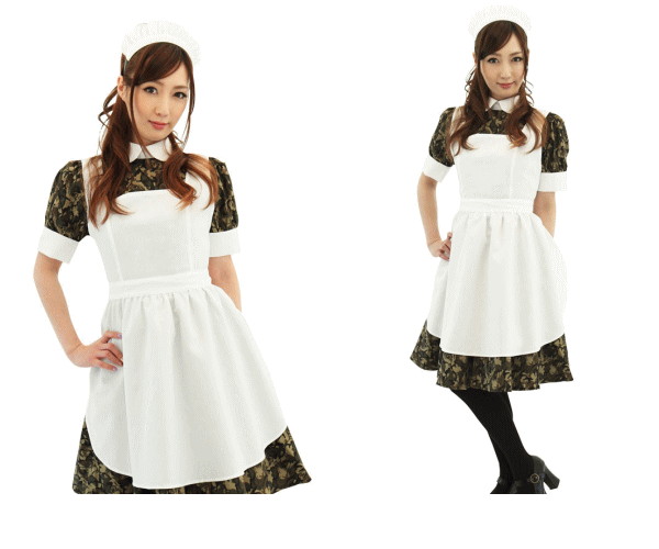 アーミー メイドメイド　迷彩　ウェイトレス　店員　仮装　コスプレ　オーソドックスなデザインを迷彩柄で仕上げた個性派メイド☆AOIコレクションのコスプレ♪コスチューム　　大