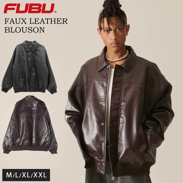 【期間限定セール】FUBU フブ ジャケット メンズ 長袖 レザージャケット MA-1 フェイクレザー アウター ブルゾン ブランド 刺繍 秋冬 XL XXL オーバーサイズ アメカジ レディース ストリート系 2024fw