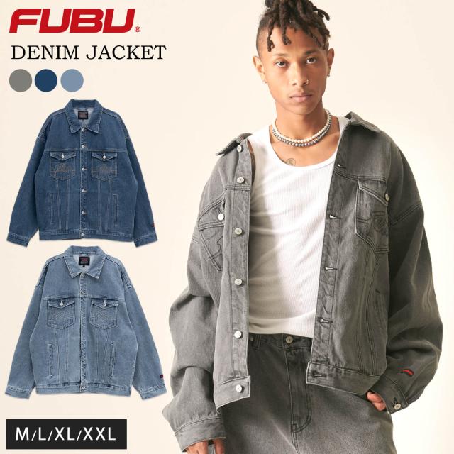 【期間限定セール】FUBU フブ デニムジャケット Gジャン メンズ レディース ブランドロゴ 刺繍 オーバーサイズ 大きいサイズ ゆったり XL XXL アメカジ ストリート系 2024fw