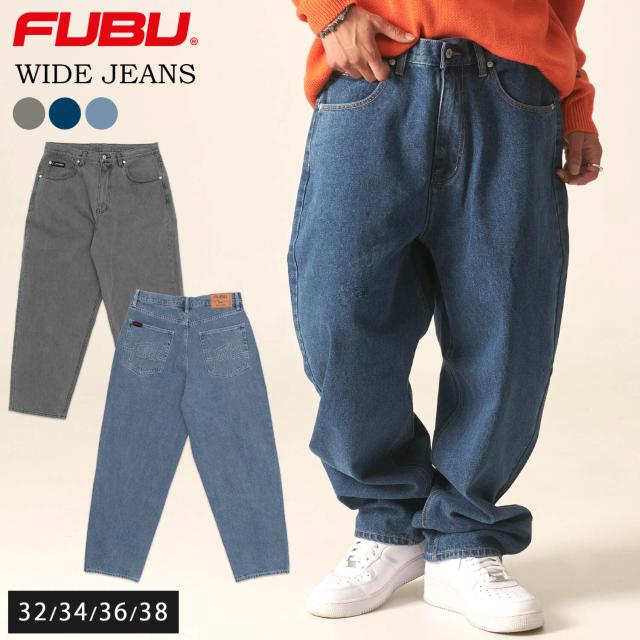 【期間限定セール】FUBU フブ デニムパンツ Gパン メンズ レディース ブランド ロゴ 刺繍 オーバーサイズ 大きいサイズ ゆったり ジーパン ワイドパンツ アメカジ ストリート系 2024fw