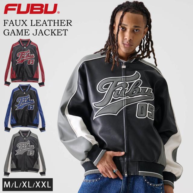 FUBU フブ ジャケット メンズ 長袖 レザージャケット MA-1 フェイクレザー レーシングジャケット ゲームジャケット アウター ブルゾン ブランド ワッペン 刺繍 春 秋 冬 XL XXL オーバーサイズ アメカジ レディース ストリート系 2025fw karlas