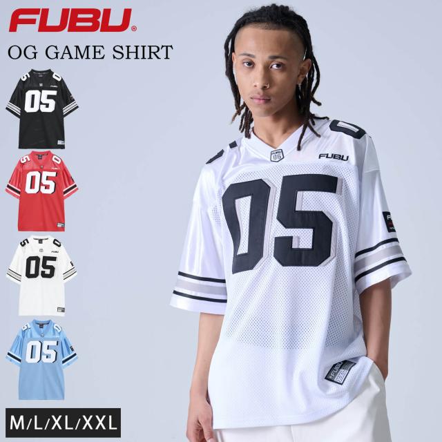 FUBU フブ ゲームシャツ メンズ 半袖 シャツ ヒップホップ 古着風 ナンバー サテン メッシュ サッカーシャツ フットボールシャツ Tシャツ ユニフォーム オーバーサイズ ビッグシルエット ダンス レディース XL XXL 2025ss 春夏 Karlas