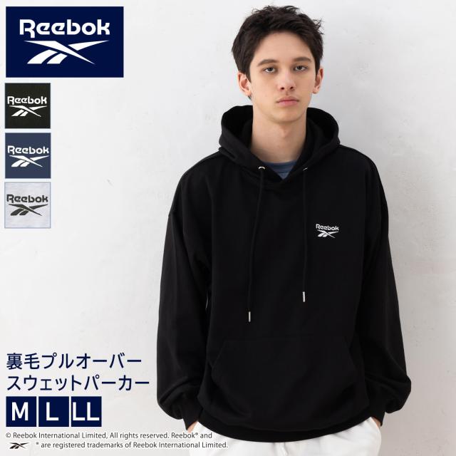 Reebok リーボック パーカー フーディー 長袖 メンズ レディース 春 秋 冬 プルオーバー スウェット プルパーカー 裏毛 ワンポイントロゴ パイピング スポーツブランド ゆったり トップス 黒 Ｍ L LL 2025ss outfit別注