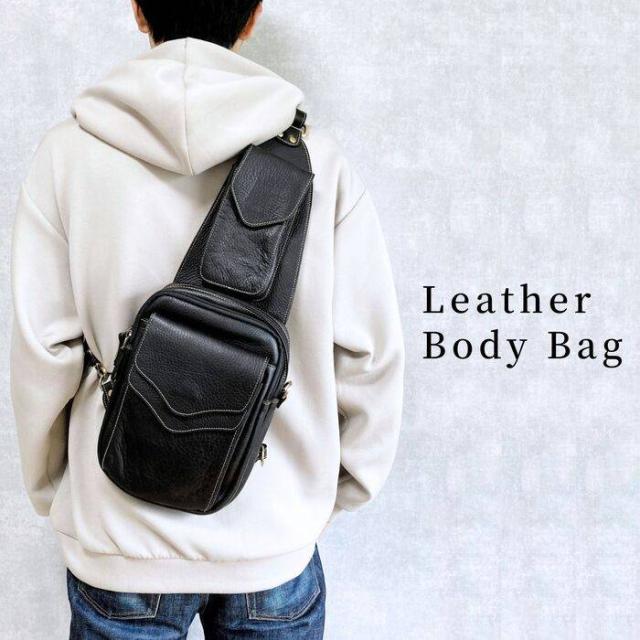 ボディバッグ メンズ 本革 大容量 斜め掛け ワンショルダー バッグ かばん カバン 鞄 ショルダーバッグ レザー 革 牛革 皮 斜め掛けバッグ 斜めがけ レザーバッグ おしゃれ 男性 プレゼント おしゃれ