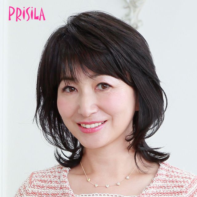 プリシラ ミセスオールウィッグ【ソフトカールミディ】A-113耐熱 (送料無料) PRISILA フルウィッグ ショート