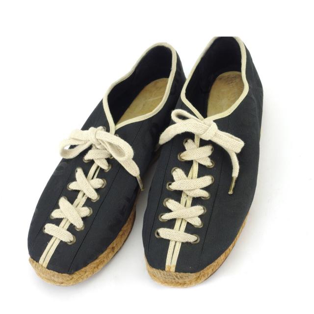 【BIGお買い物ラリー★30%OFFセール中】シャネル CHANEL スニーカーココマーク ロゴ ローカット ブラック ベージュ レディース 中古