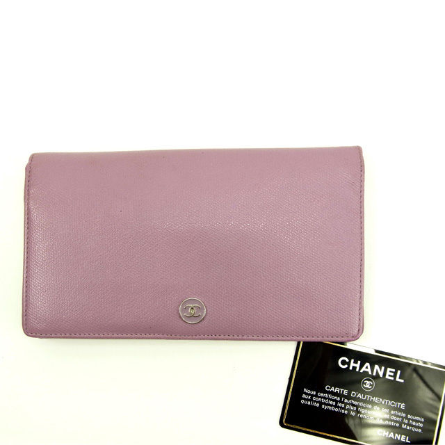 【BIGお買い物ラリー★30%OFFセール中】シャネル CHANEL 長財布ココボタン パープル レディース 中古