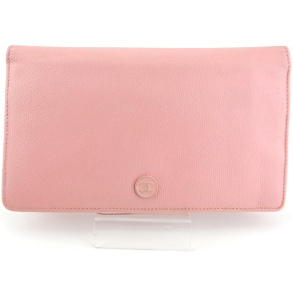 【X'masセール★30%OFF】シャネル CHANEL 長財布ココボタン オールドシャネル ピンク ゴールド レディース 中古