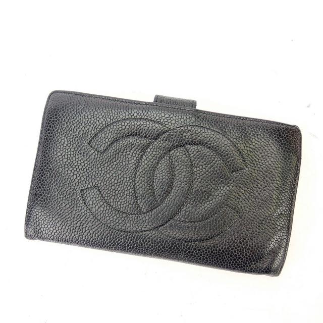 【X'masセール★30%OFF】シャネル CHANEL 長財布ココマーク オールドシャネル ブラック ゴールド レディース 中古