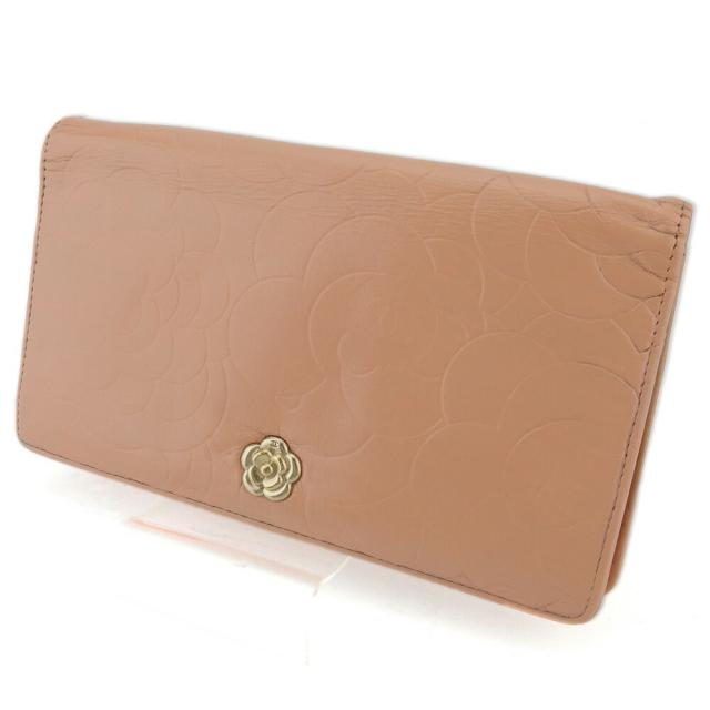 【X'masセール★30%OFF】シャネル CHANEL 長財布カメリア オールドシャネル ピンク ゴールド レディース 中古