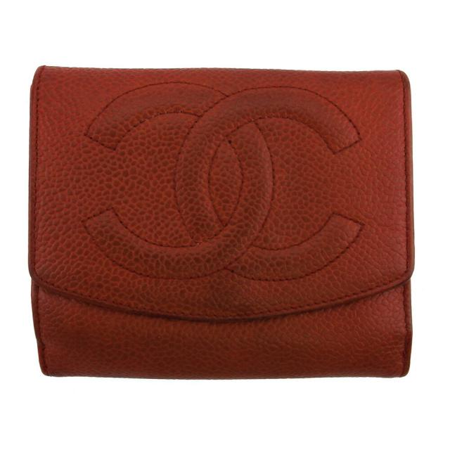 【X'masセール★30%OFF】シャネル CHANEL 長財布ココマーク オールドシャネル レッド レディース 中古
