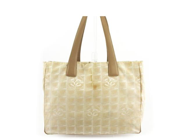 【X'masセール★30%OFF】シャネル CHANEL トートバッグニュートラベルライン トートMM ベージュ シルバー レディース 中古