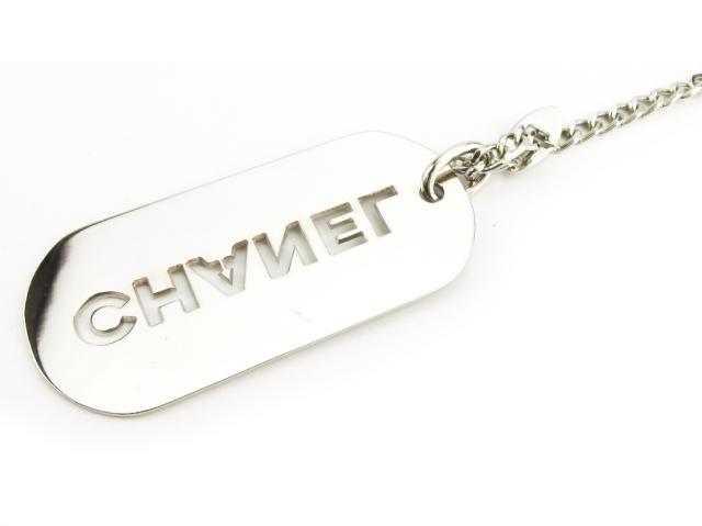 【BIGお買い物ラリー★30%OFFセール中】シャネル CHANEL キーホルダーロゴプレート ヴィンテージ シルバー レディース 中古