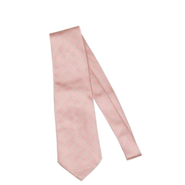 【BIGお買い物ラリー★30%OFFセール中】グッチ GUCCI ネクタイGG柄 ピンク ベージュ レディース 中古