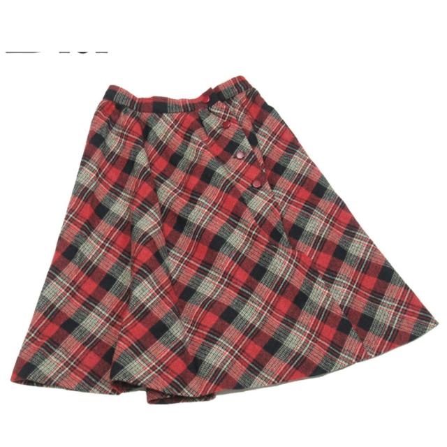 【BIGお買い物ラリー★30%OFFセール中】ディオール Dior スカートチェック ♯Mサイズ レッド ブラック系 レディース 中古