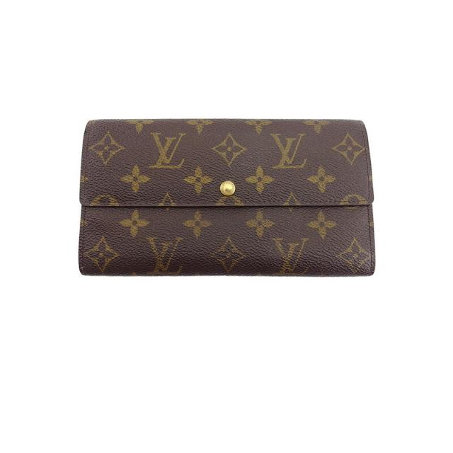 【BIGお買い物ラリー★30%OFFセール中】ルイ・ヴィトン LOUIS VUITTON 長財布モノグラム ポシェットポルトモネクレディ ブラウン ベージュ ゴールド レディース 中古