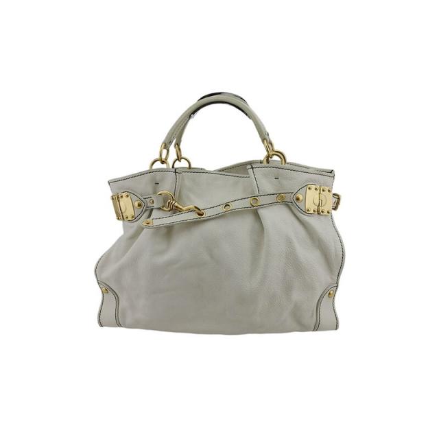 【BIGお買い物ラリー★30%OFFセール中】ミュウミュウ MIUMIU トートバッグゴールド金具 ホワイト 白 ゴールド レディース 中古