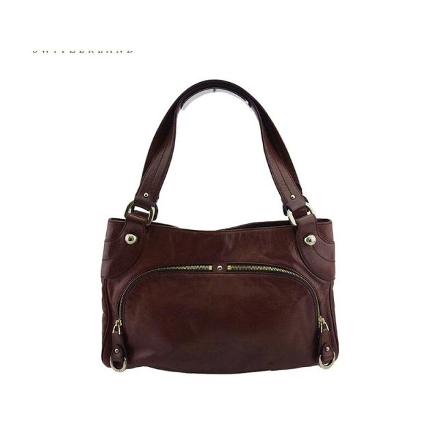 【X'masセール★30%OFF】バリー BALLY トートバッグZIPポケット ブラウン ゴールド レディース 中古