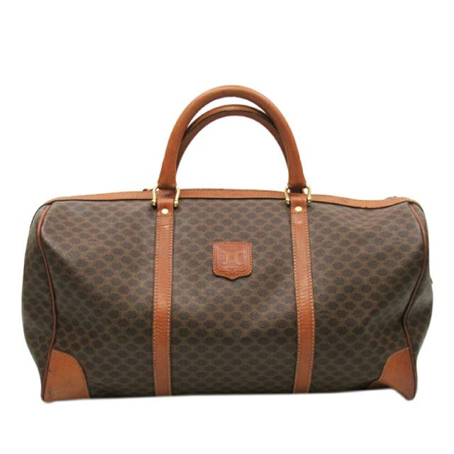 【BIGお買い物ラリー★30%OFFセール中】セリーヌ CELINE ボストンバッグマカダム ブラウン ベージュ ゴールド レディース 中古