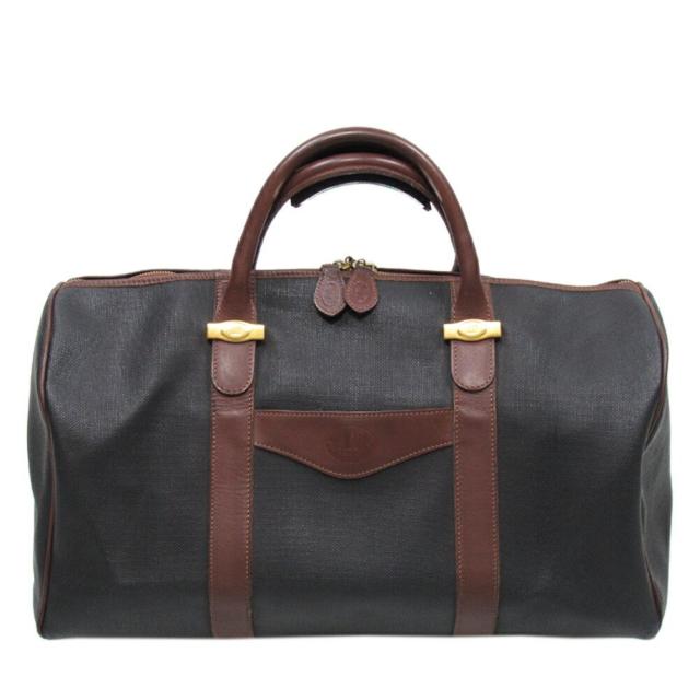 【BIGお買い物ラリー★30%OFFセール中】ダンヒル Dunhill ボストンバッグヘリンボーン ブラック ブラウン ゴールド レディース 中古