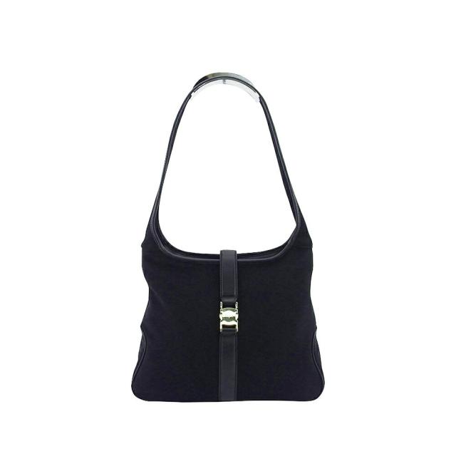【X'masセール★30%OFF】サルヴァトーレフェラガモ Salvatore Ferragamo ショルダーバッグホーボー ブラック シルバー レディース 中古