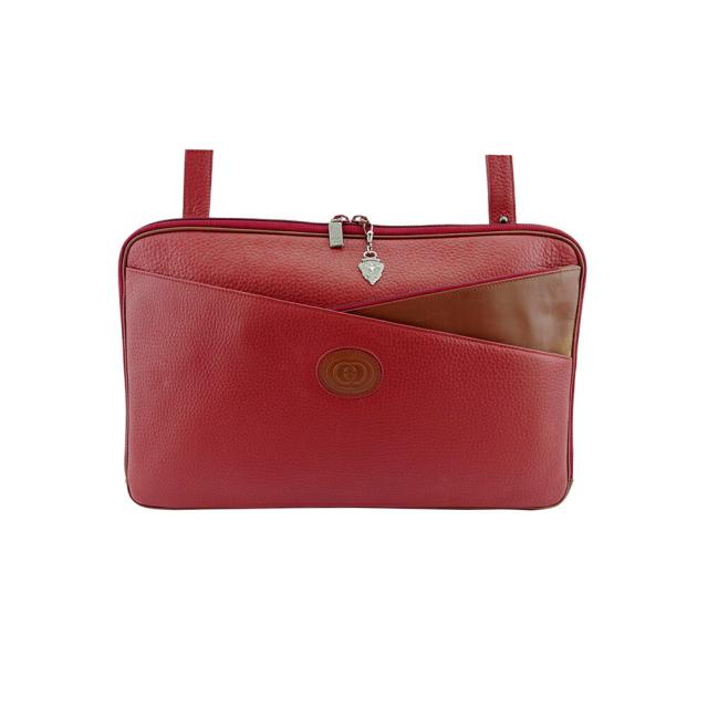 【BIGお買い物ラリー★30%OFFセール中】グッチ GUCCI ショルダーバッグダブルG 2WAY インターロッキングG レッド ブラウン レディース 中古