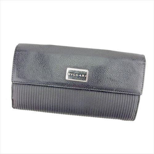 【X'masセール★30%OFF】ブルガリ BVLGARI 長財布ミレリゲ ブラック シルバー レディース 中古