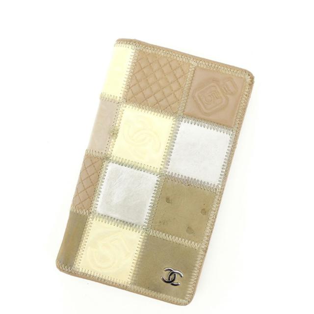 【BIGお買い物ラリー★30%OFFセール中】シャネル CHANEL 長財布アイコンシリーズ ベージュ シルバー レディース 中古