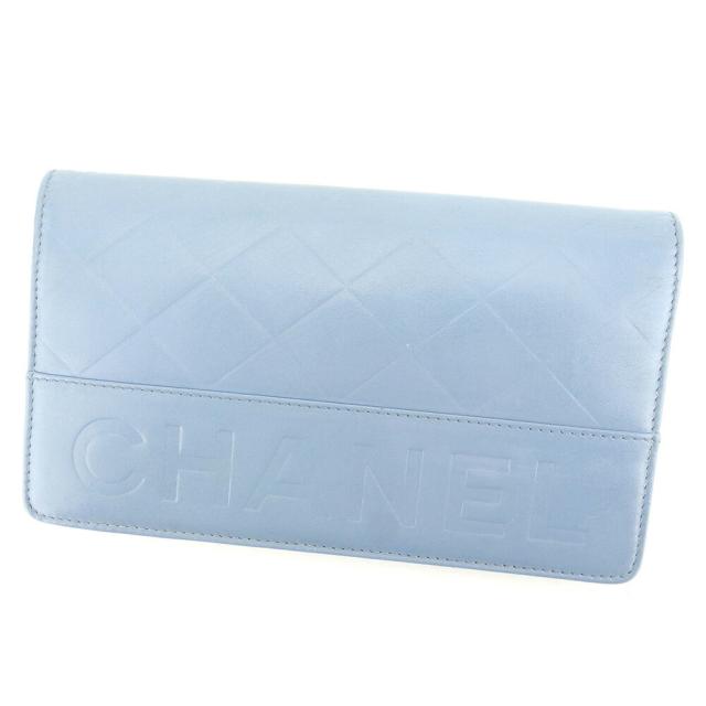 【BIGお買い物ラリー★30%OFFセール中】シャネル CHANEL 長財布マトラッセ オールドシャネル ブルー レディース 中古