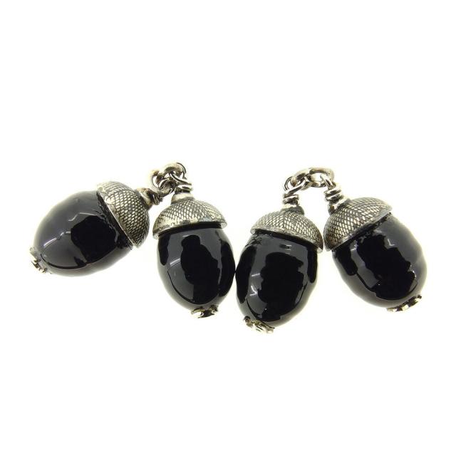 【BIGお買い物ラリー★30%OFFセール中】シャネル CHANEL カフスどんぐりモチーフ ココマーク シルバー ブラック レディース 中古