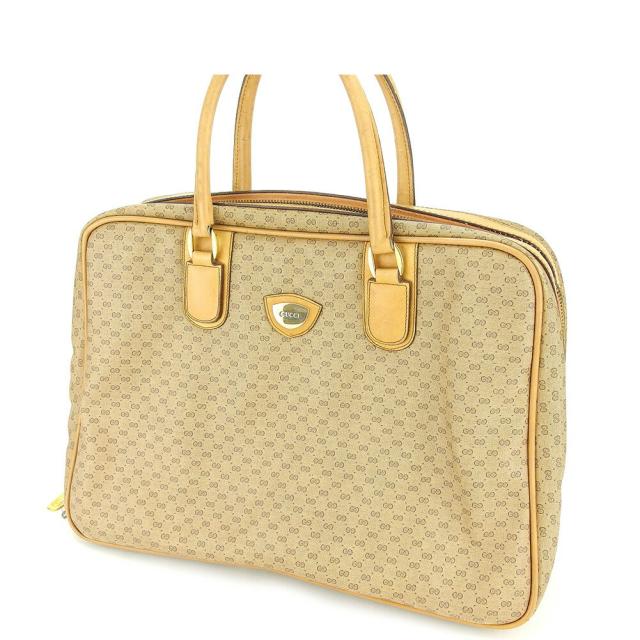 【BIGお買い物ラリー★30%OFFセール中】グッチ GUCCI ボストンバッグマイクロGG ベージュ レディース 中古