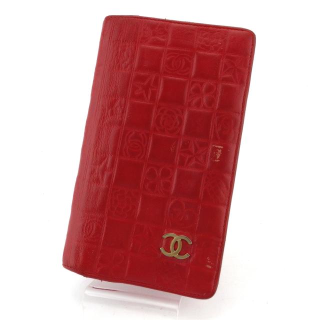 【BIGお買い物ラリー★30%OFFセール中】シャネル CHANEL 長財布アイコン オールドシャネル レッド ゴールド レディース 中古