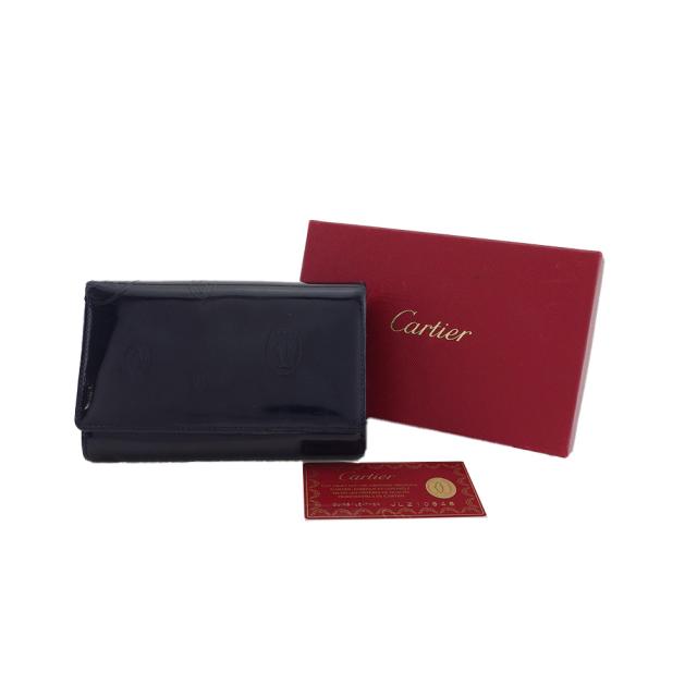 【BIGお買い物ラリー★30%OFFセール中】カルティエ CARTIER 長財布ハッピーバースデー ネイビー レディース 中古