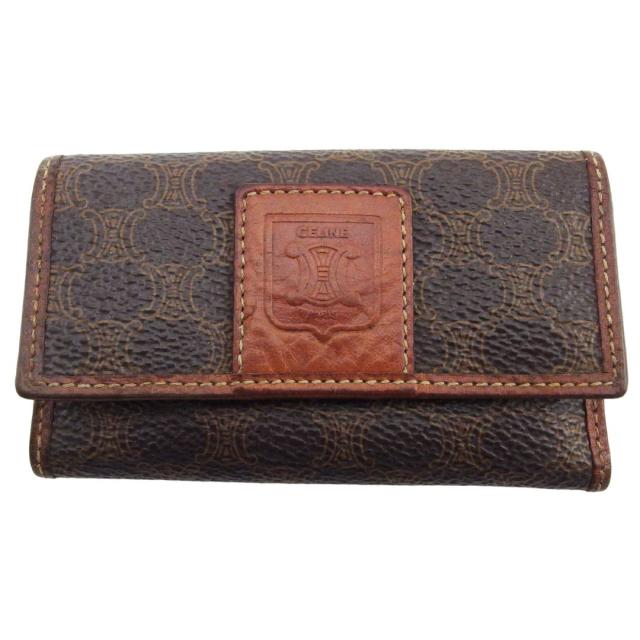 【BIGお買い物ラリー★30%OFFセール中】セリーヌ CELINE キーケースマカダム ブラウン ベージュ レディース 中古