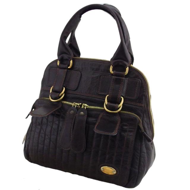 【BIGお買い物ラリー★30%OFFセール中】クロエ Chloe トートバッグベイ ロゴプレート ステッチ ブラウン レディース 中古