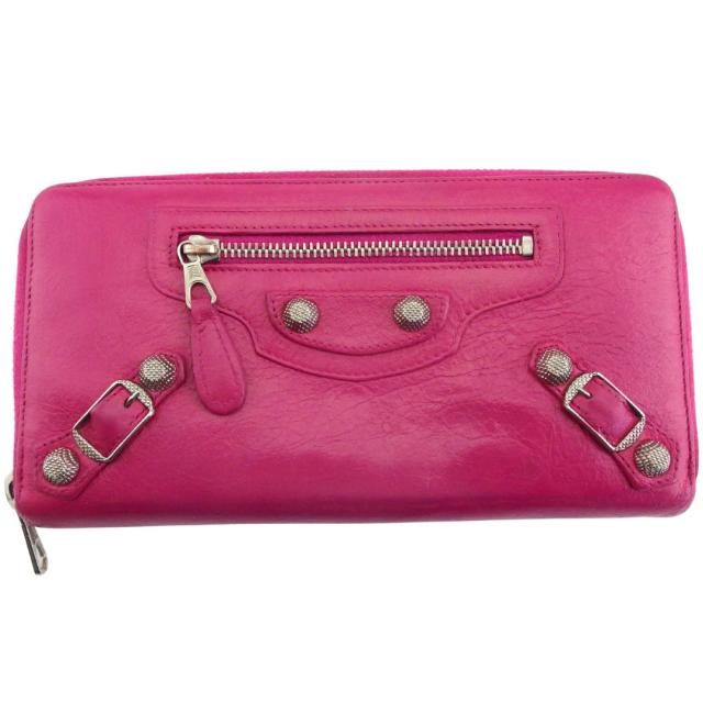 【BIGお買い物ラリー★30%OFFセール中】バレンシアガ BALENCIAGA 長財布ジャイアントコンチネンタル ピンク レディース 中古