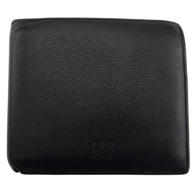 【BIGお買い物ラリー★30%OFFセール中】ロエベ LOEWE 札入れアナグラム ブラック グレー 灰色 レディース 中古